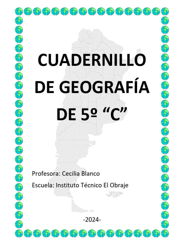 Cuadernillo Geografía 5c 2024 - El Obraje | PDF | Migración humana | Demografía