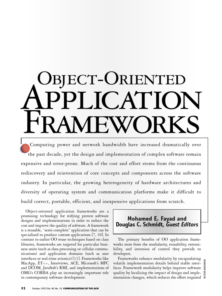 Fayad Application Frameworks | PDF | Software Framework | Class (Computer Programming)