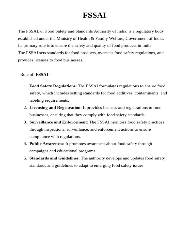FSSAI | PDF