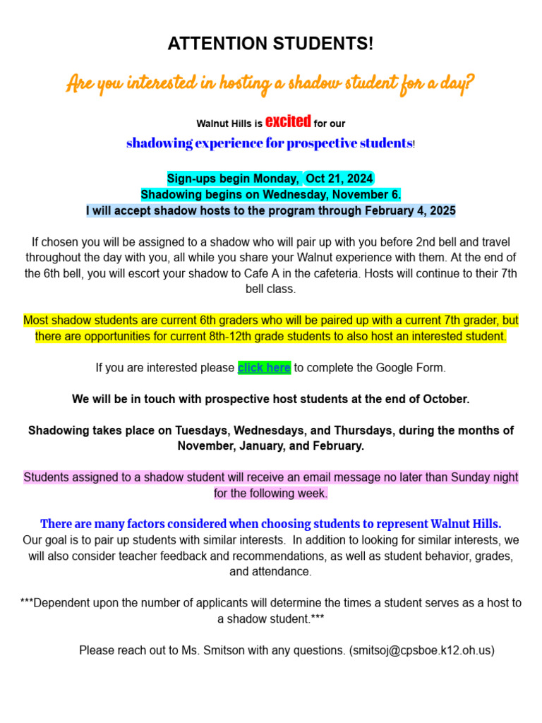 Shadow Host Schoology Post 2024-25 | PDF