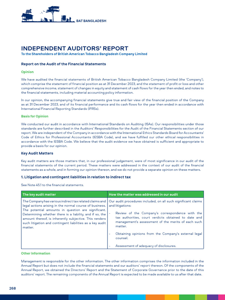 BAT FS Annual Report 2023 | PDF | Audit | Going Concern