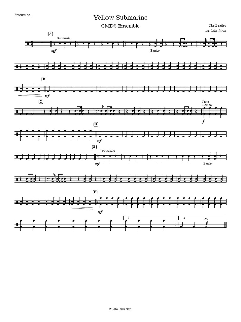 Yellow Submarin - Percussion | PDF | The Beatles
