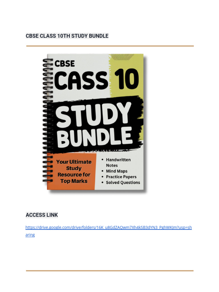 Cbse Class 10TH Study Bundle | PDF
