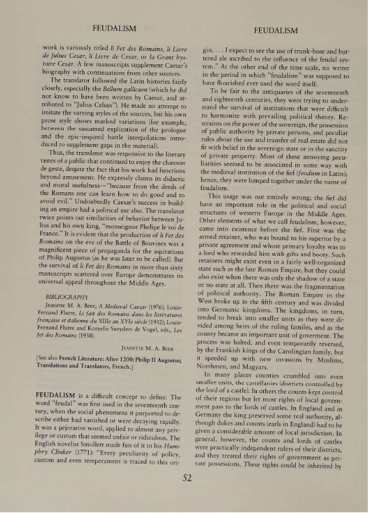 Dictionary of the middle ages - Feudalism | PDF