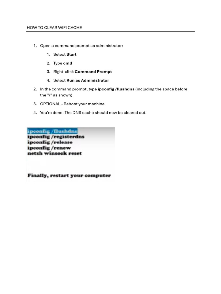 Clear WiFi Cache in Simple Steps | PDF
