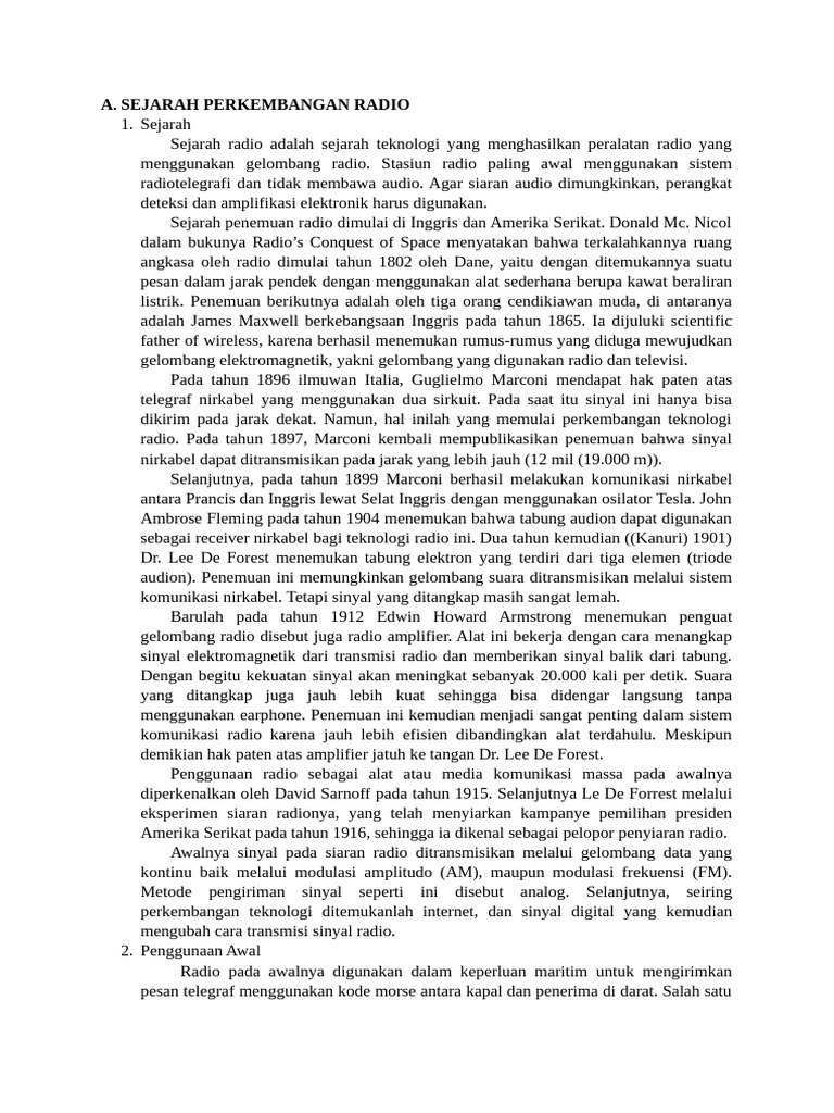 Sejarah Perkembangan Radio di Indonesia | PDF