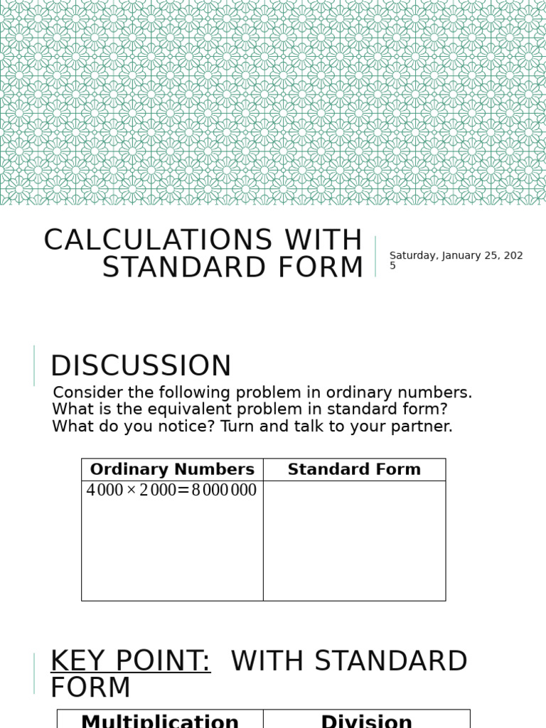 Mastering Calculations in Standard Form | PDF