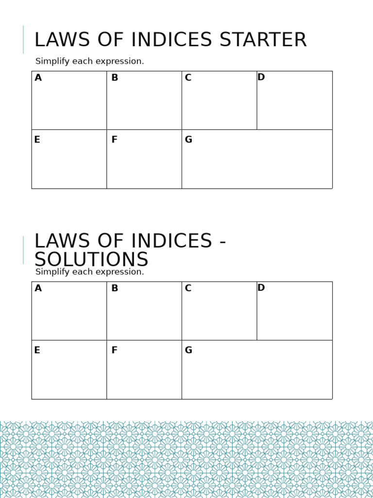 1.2 Negative Indices Y8 Teacher Presentation Set 3 | PDF