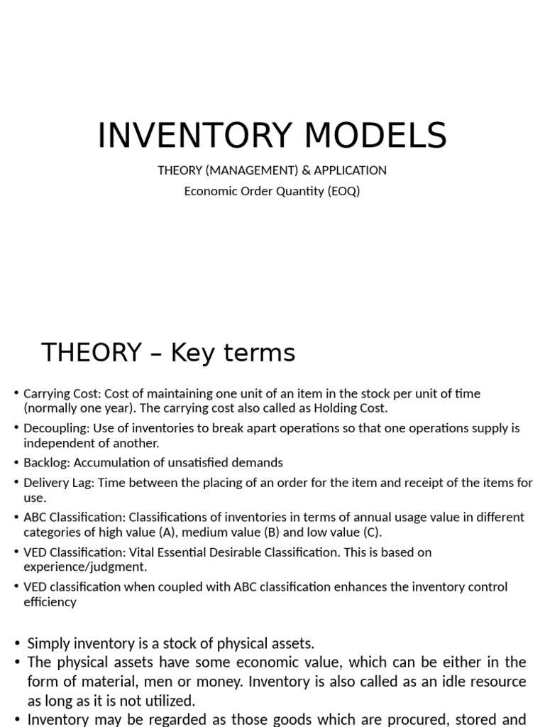 Inventory Models | PDF | Inventory | Business
