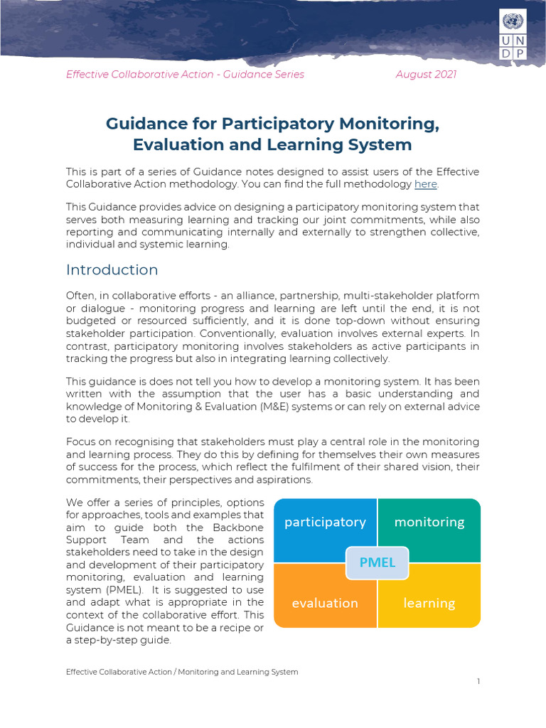 Participatory Monitoring Guidance Series | PDF | Evaluation | Learning