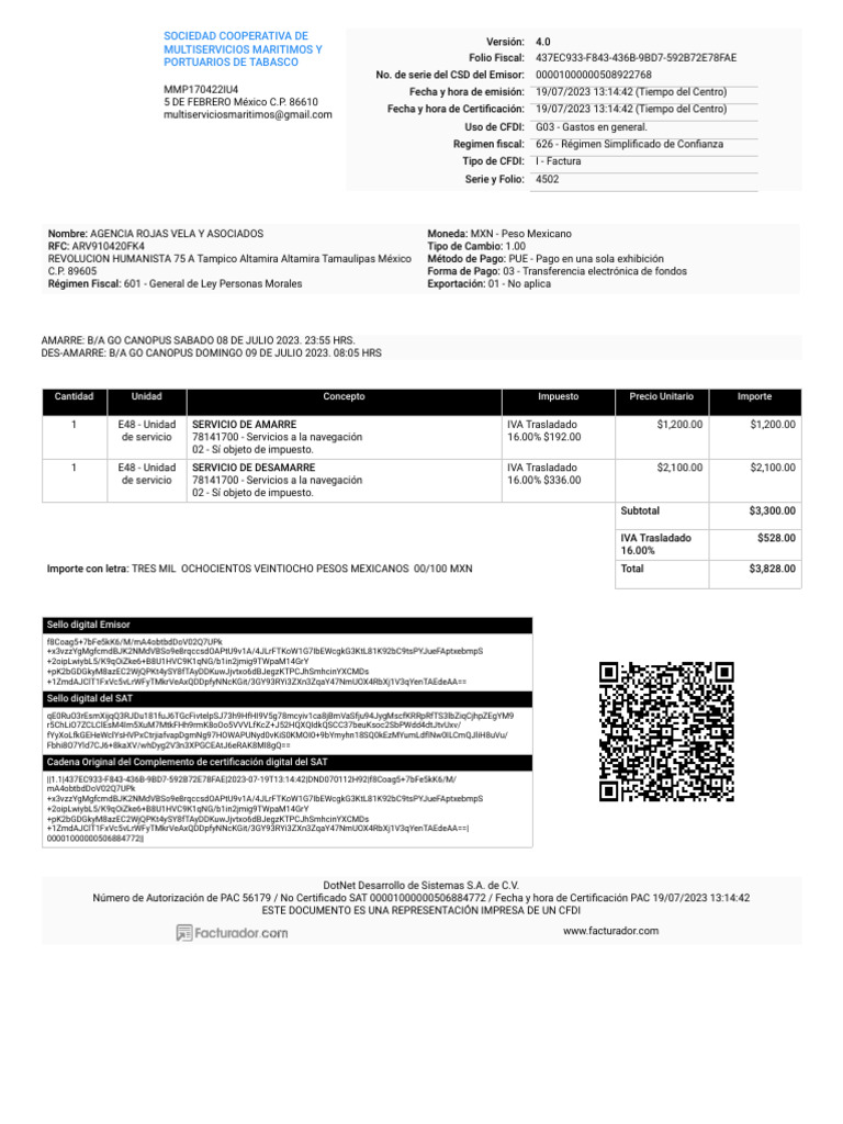 Cfdi 4502 Go Canopus | PDF | Pagos | Economias