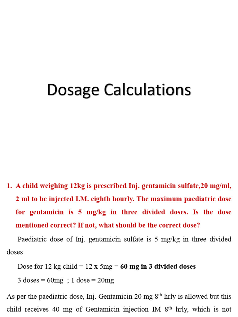 Pediatric and Adult Dosage Calculations | PDF | Drugs | Clinical Medicine