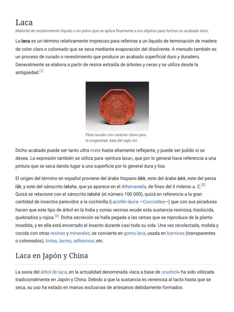 Laca - Wikipedia, La Enciclopedia Libre | PDF | Productos extranjeros ...