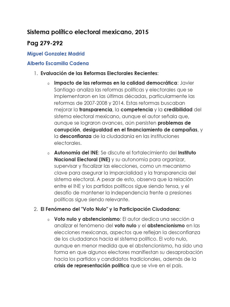 Sist Electoral Mexicano ROMINA GOMEZ | PDF | Elecciones | México