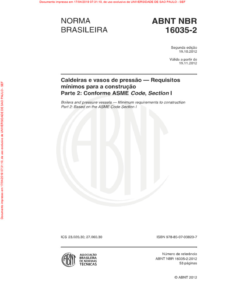 _ABNT NBR 16035-2 Caldeiras e Vasos de Pressão Requisitos Mínimos ...