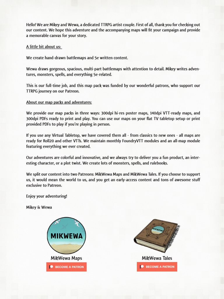TTRPG Battlemaps & Adventures by MikWewa | PDF