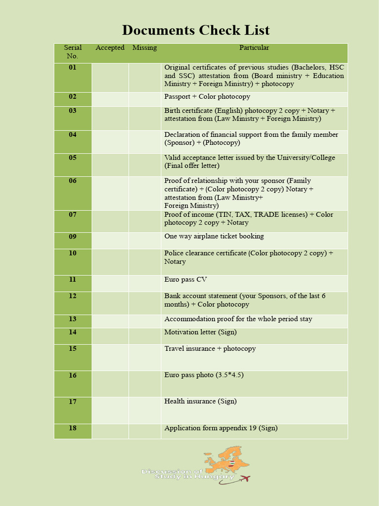 Documents Check list-1 | PDF