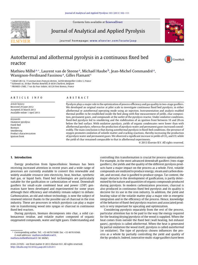 2013 - Milhé - Autothermal and Allothermal Pyrolysis in A Continuous ...