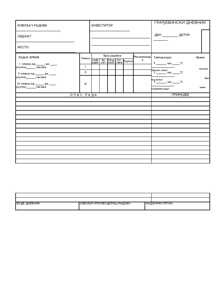 Gradjevinski Dnevnik | PDF