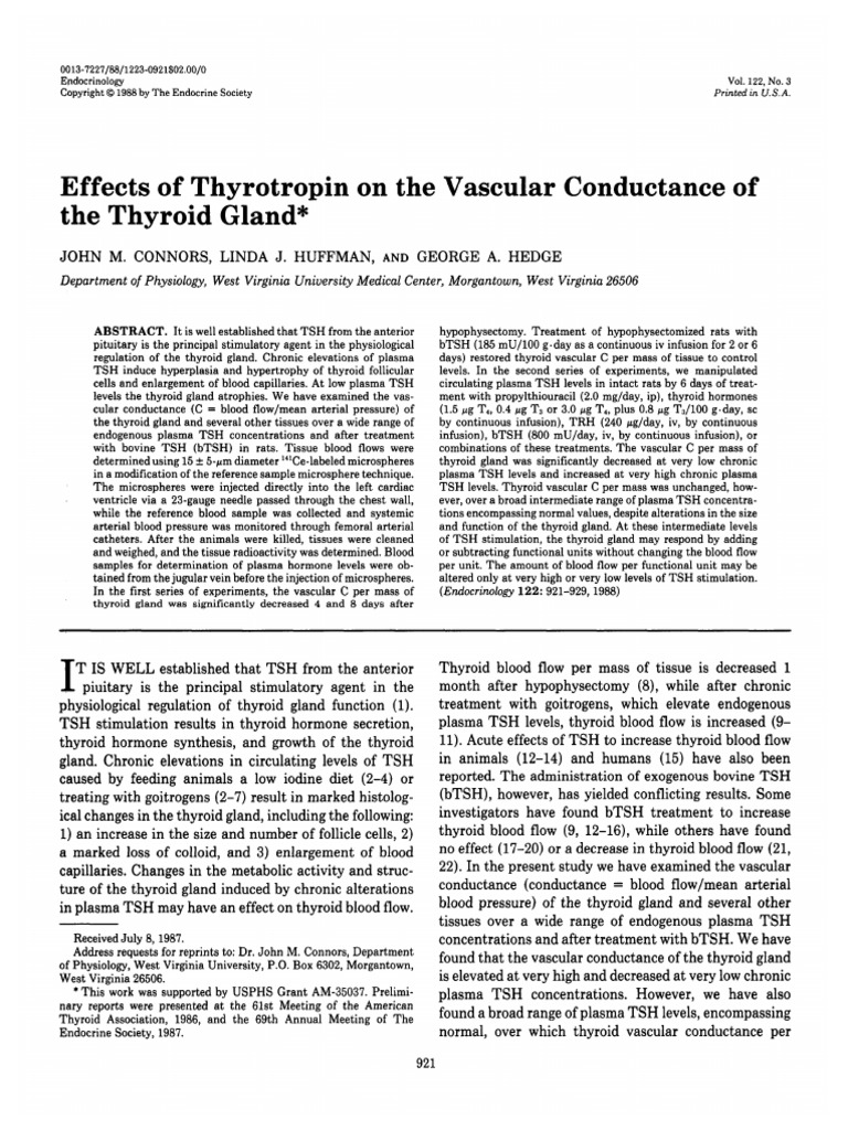 Effects of Thyrotropin On The Vascular Conductance | PDF | Thyroid ...