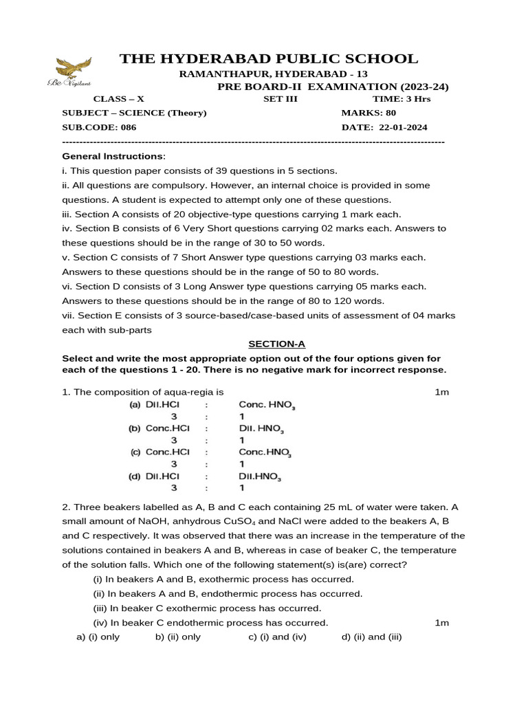 10th Sci 2nd PB Set 3 QP | PDF | Salt (Chemistry) | Ionic Bonding