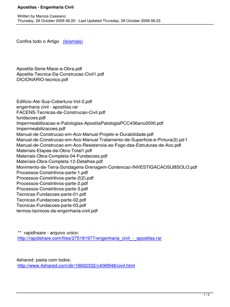 113 Apostilas Engenharia Civil | PDF