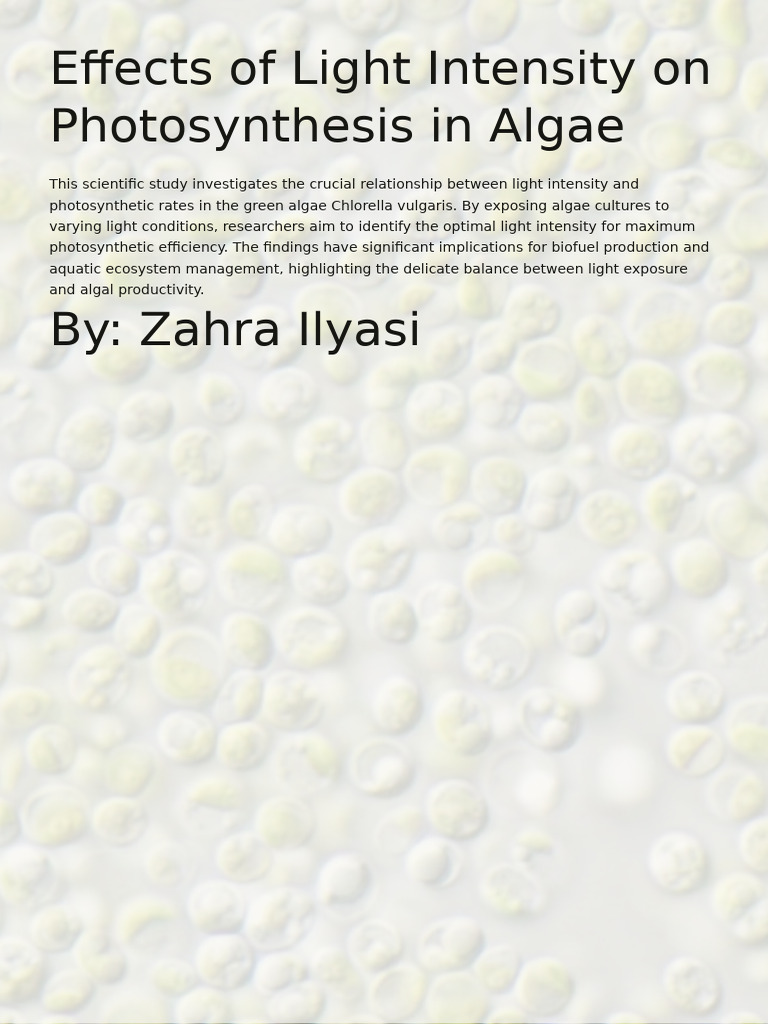 Light Intensity Effects on Algal Photosynthesis | PDF | Photosynthesis ...
