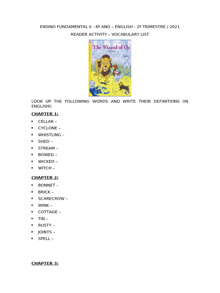Vocabulary List - Students Version | PDF