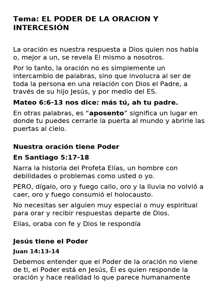 El poder de la oracion e intersecion | PDF | Intercesión | Oración