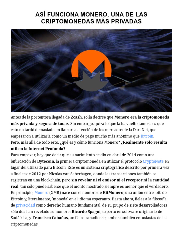 Monero: Criptomoneda Privada y Segura | PDF | Criptomoneda | Bitcoin