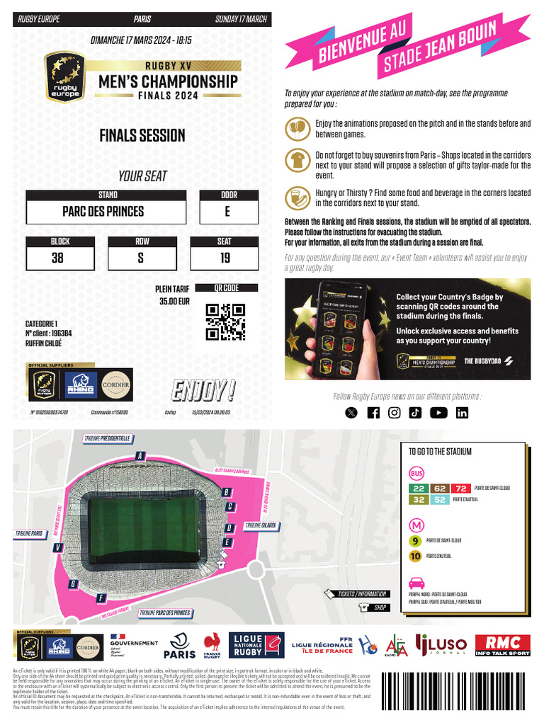 Billet 6 Nations | PDF | Ticket (Admission)