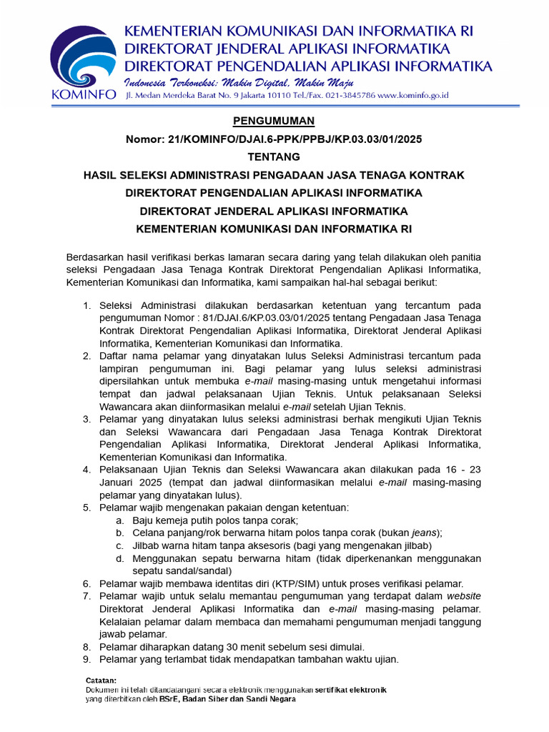 21 - PPK - PPBJ - KP.03.03 - Pengumuman Hasil Seleksi Administrasi Dan Jadwal Ujian Teknis p12 ...
