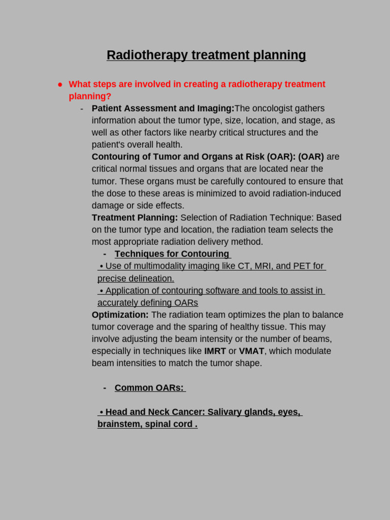 Radiotherapy Treatment Planning Steps | PDF | Radiation Therapy ...