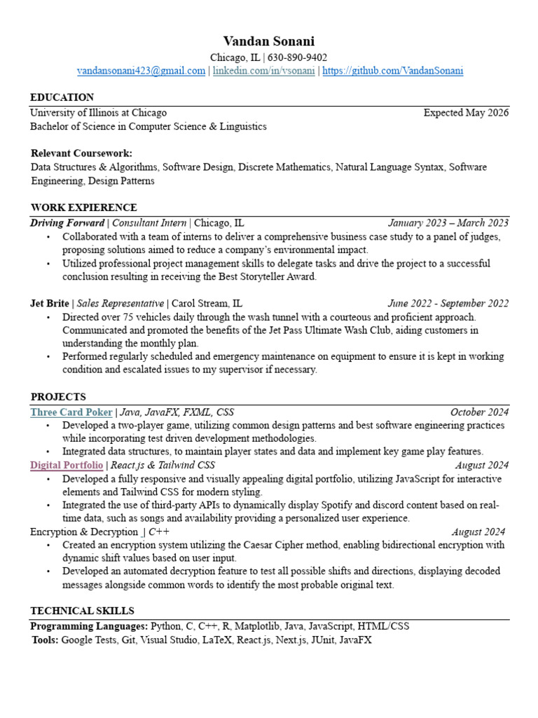 Vandan Sonani RESUME WINTER 2025 | PDF | Encryption | Java Script
