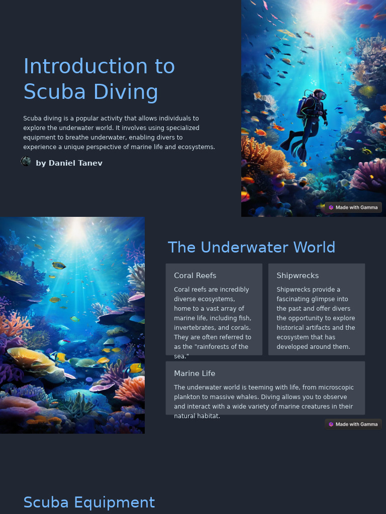 Introduction To Scuba Diving | PDF | Scuba Diving | Marine Biology