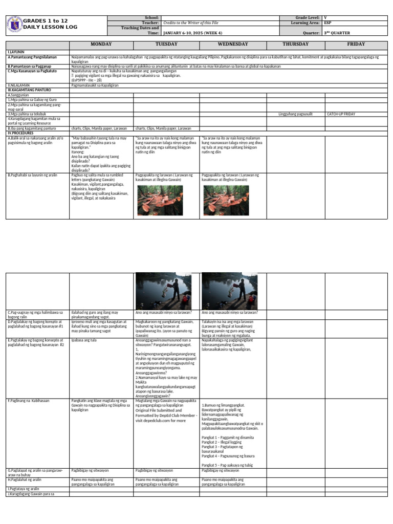 DLL - Esp 5 - Q3 - W4 | PDF | Differentiated Instruction | Teachers