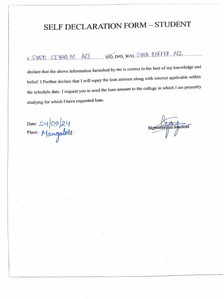 Self Declaration | PDF