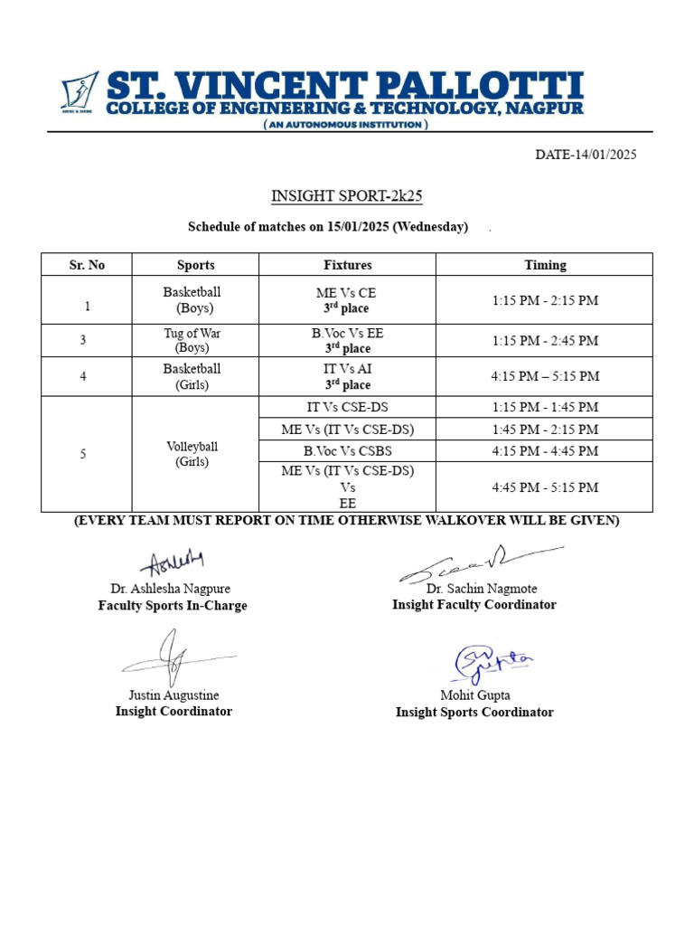 Insight Sports Schedule Wed15 01 25 | PDF