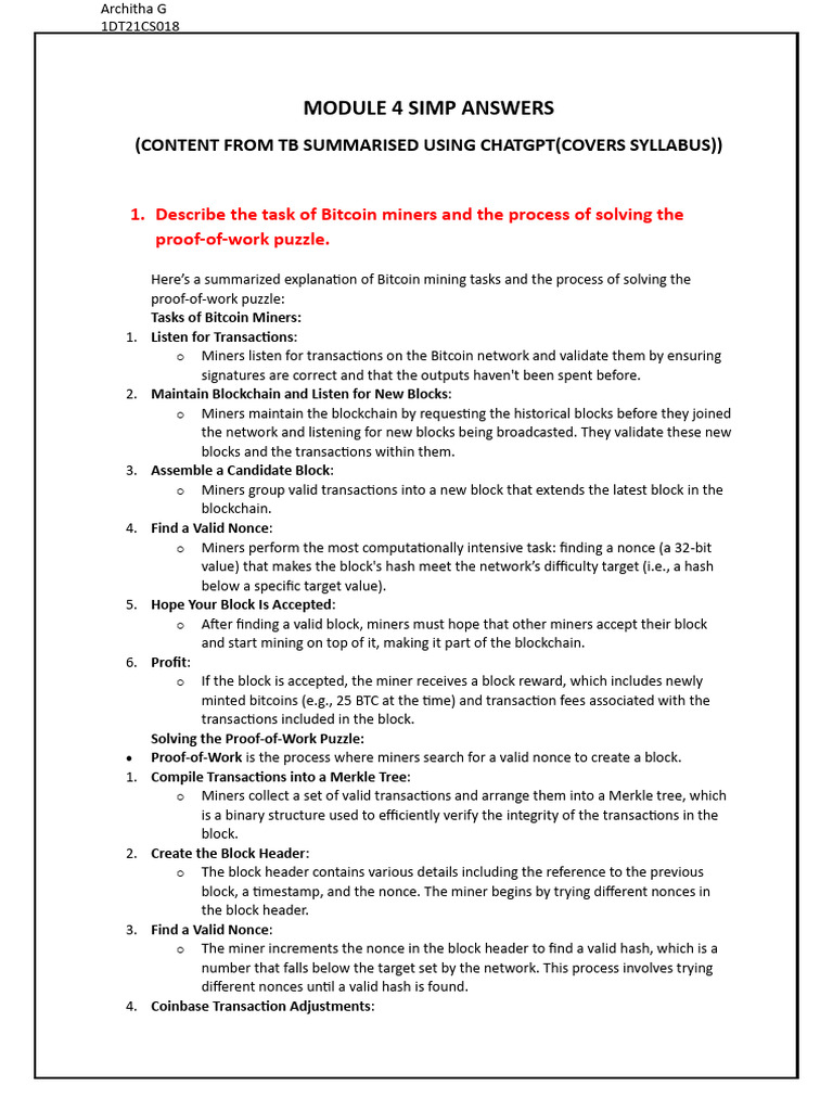 MODULE 4 SIMP ANSWERS | PDF | Bitcoin | Computing