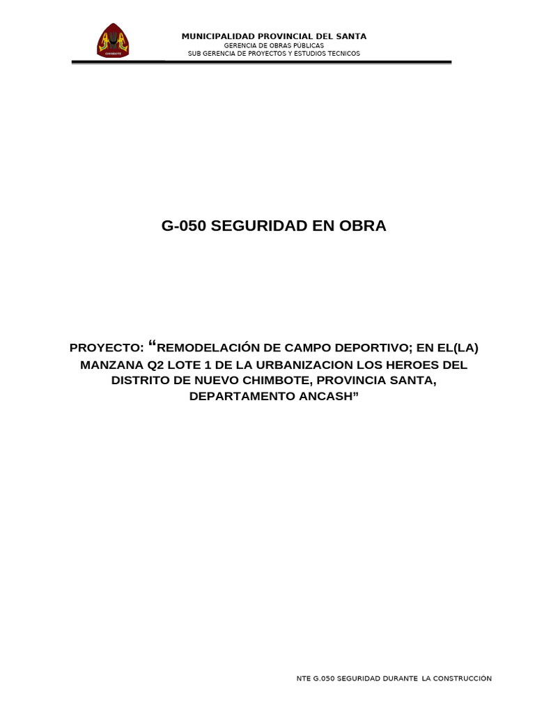 SEGURIDAD Y SALUD-REMODELACION DE CAMPO DEPORTIVO EN LA MZ Q2 DE NUEVO ...