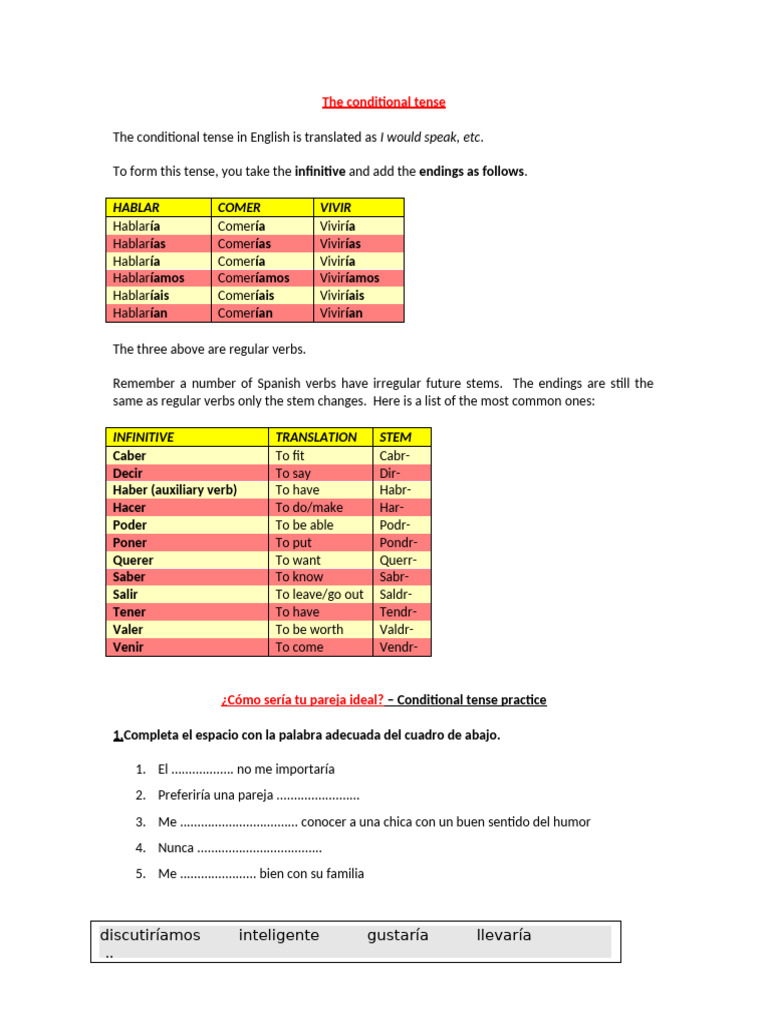 2.conditional + DOPS + Pareja Ideal | PDF