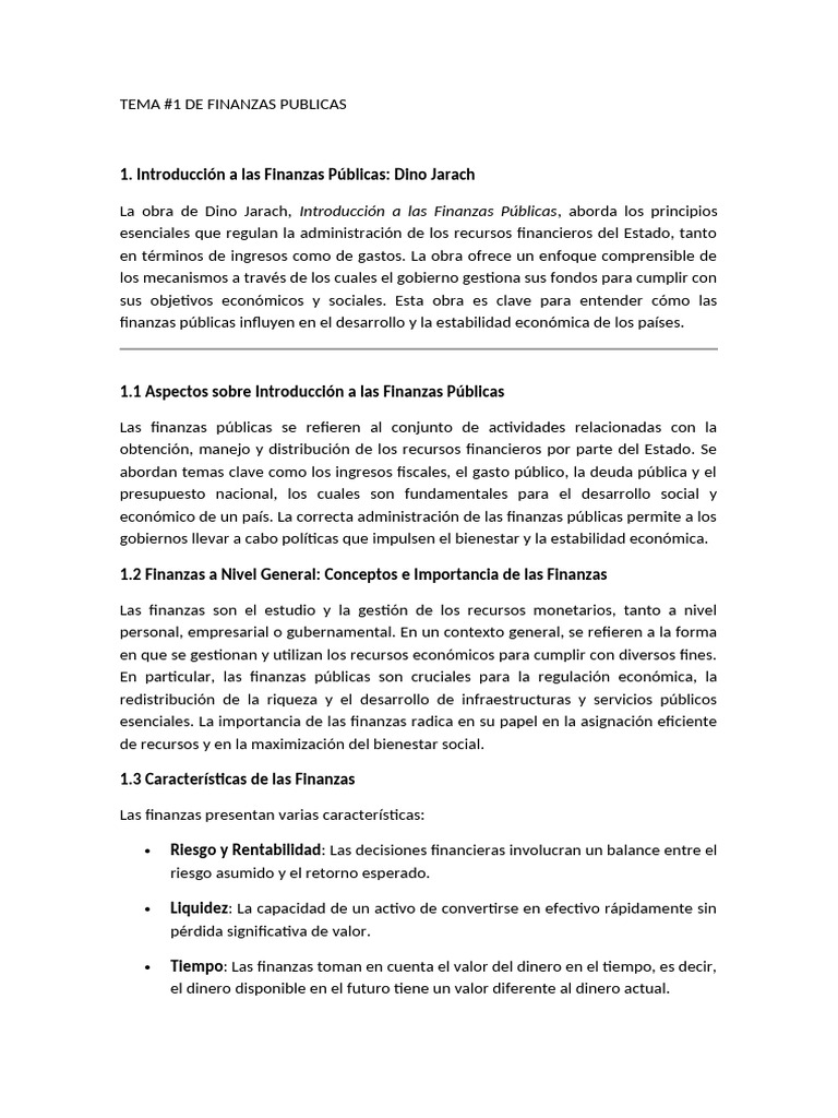 Tema #1 Finanzas Publicas | PDF | Economias | Dinero