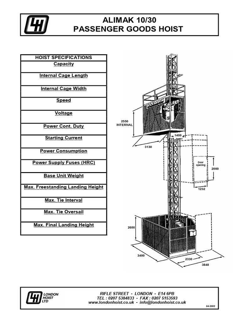 alimak-hek-construction-elevator-hoists-spec-268918 | PDF | Electrical ...