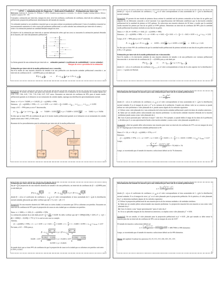 Guia_Cap8_Infe_Adm | PDF | Teoría de la estimación | Muestreo (Estadísticas)