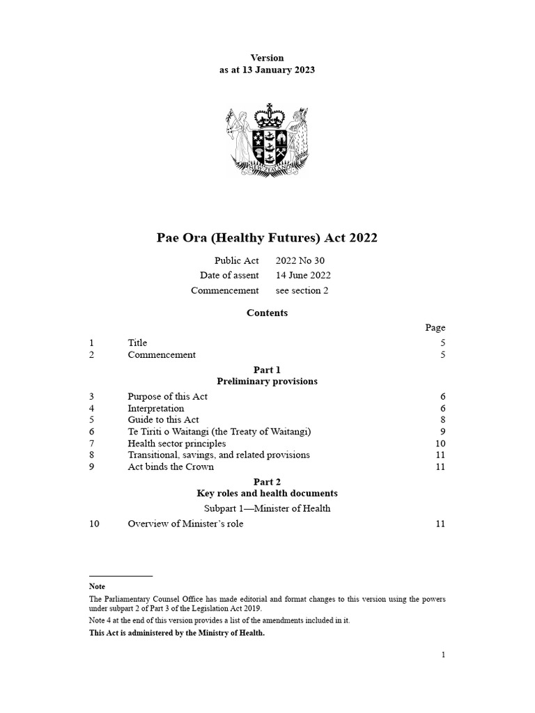 Pae Ora Healthy Futures Act 2022 | PDF | New Zealand | Government