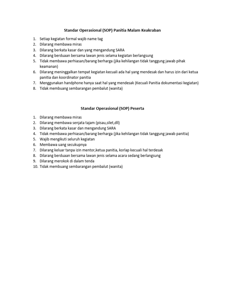 Sop Kegiatan Makrab | PDF