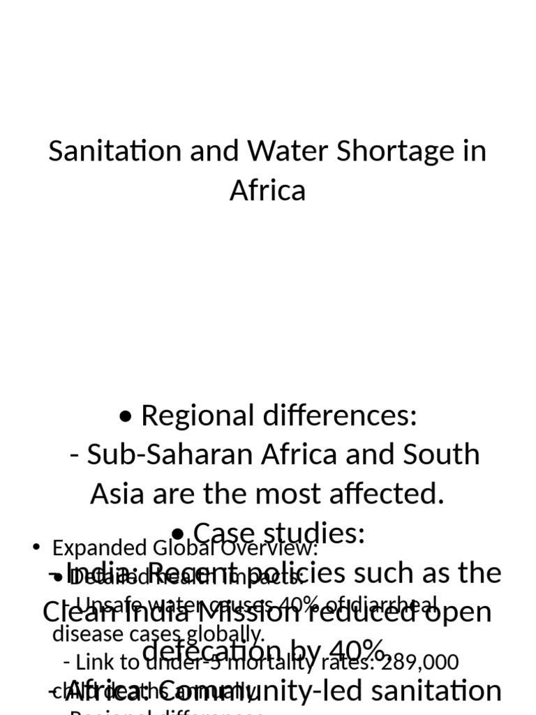 Final Sanitation Water Shortage Africa Presentation | PDF | Wash | Sanitation