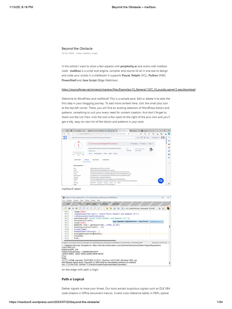 Maxbox Starter134 Beyond The Obstacle | PDF | Java Script | Control Flow