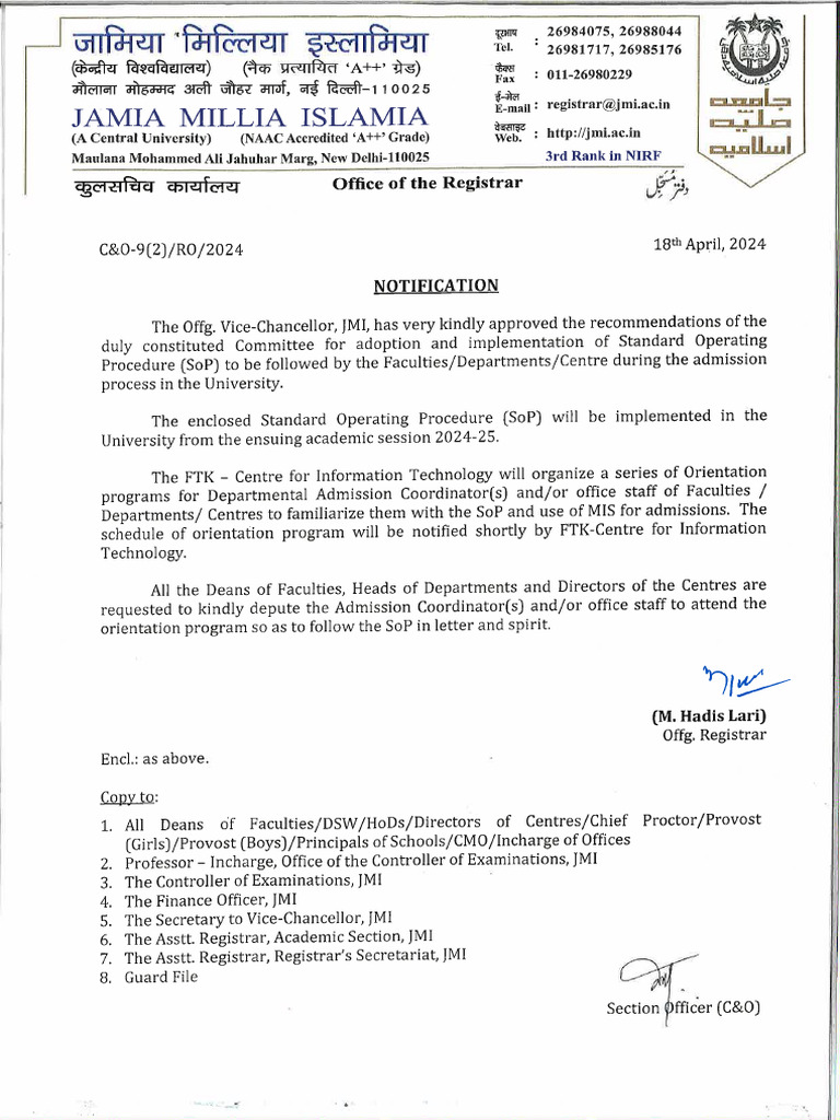 Notification Admission 2024april18 | PDF