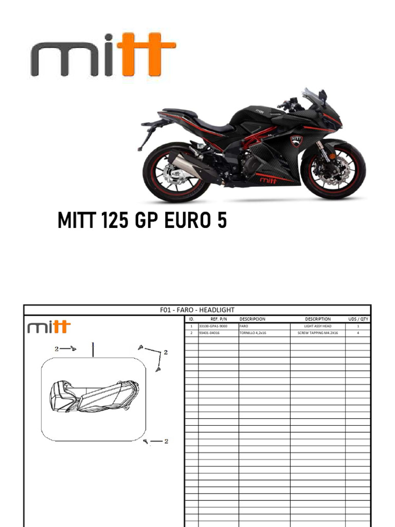 Despiece Mitt 125GP E5-4 | PDF | Embrague | Vehículos